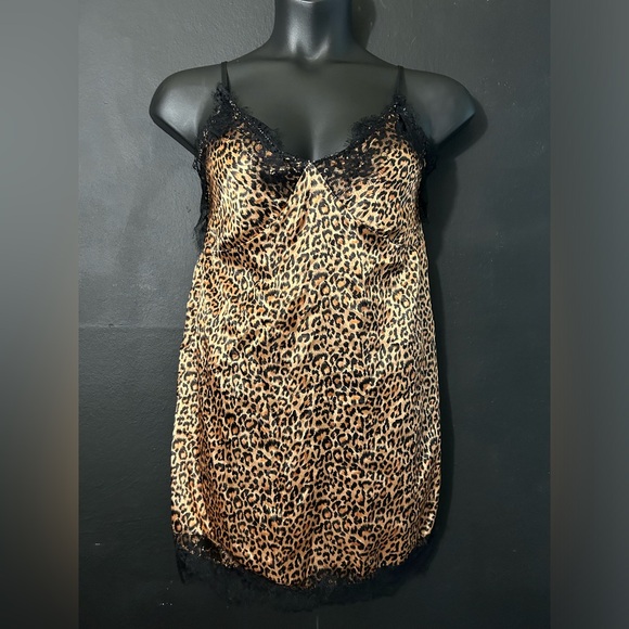 Intimates & Sleepwear | Leopard Print Lace Trim Chemise Small | Poshmark